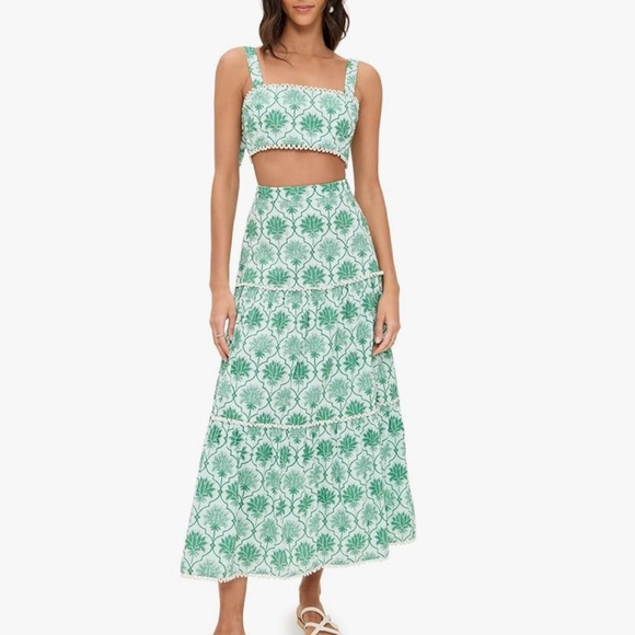 SAYLOR | Skirts | Saylor Kaitlin Set Maxi Skirt Crop Top Palm Print ...